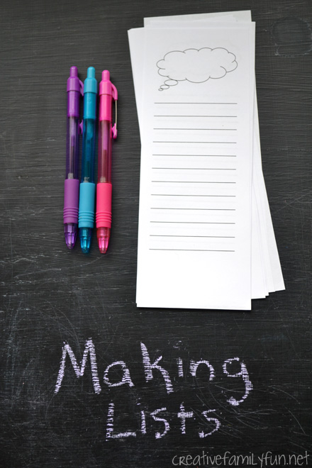 Making Lists: After School Writing Practice - Creative Family Fun