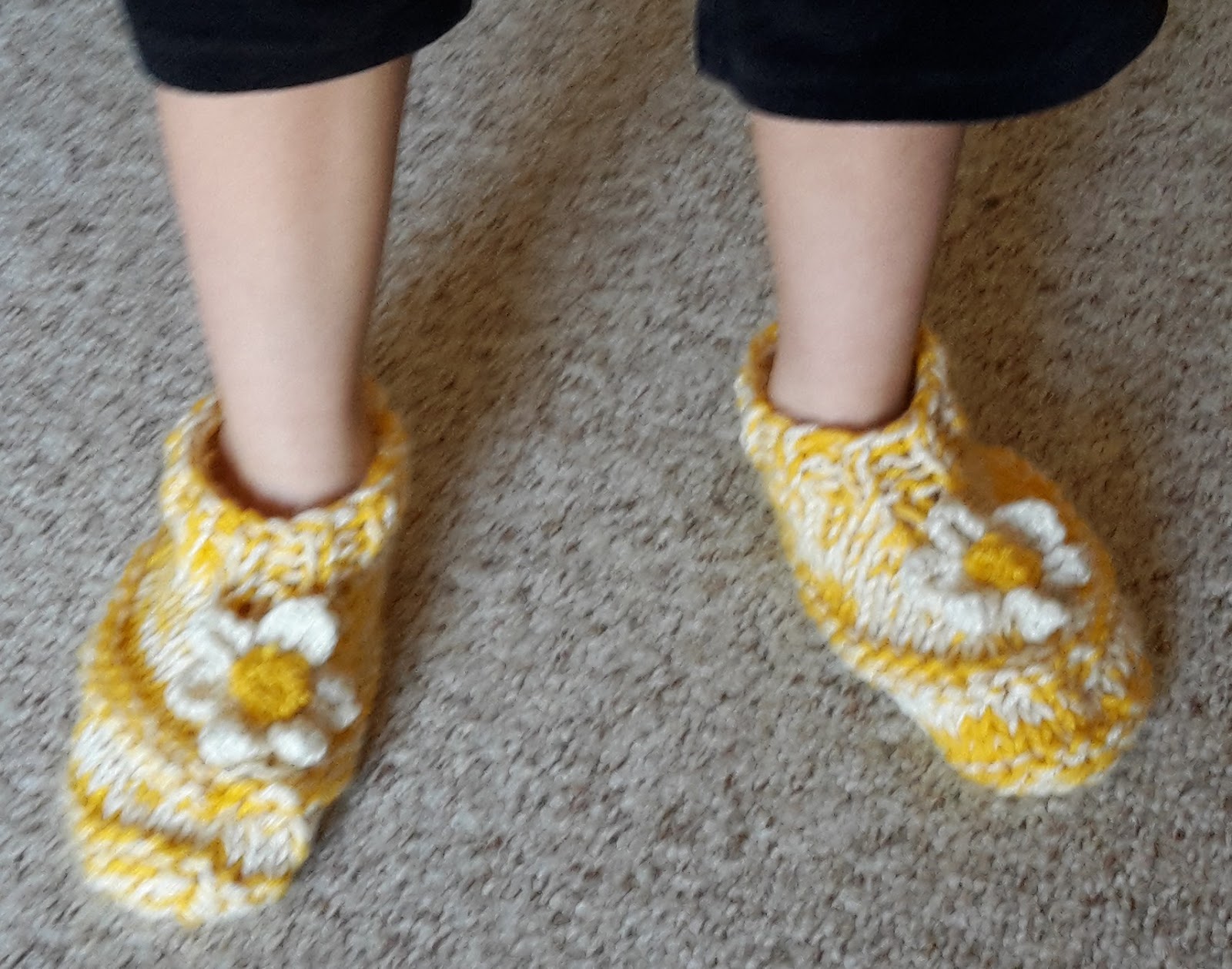 Daisies and Buttercups: Children's Knitted Slippers - Free Pattern