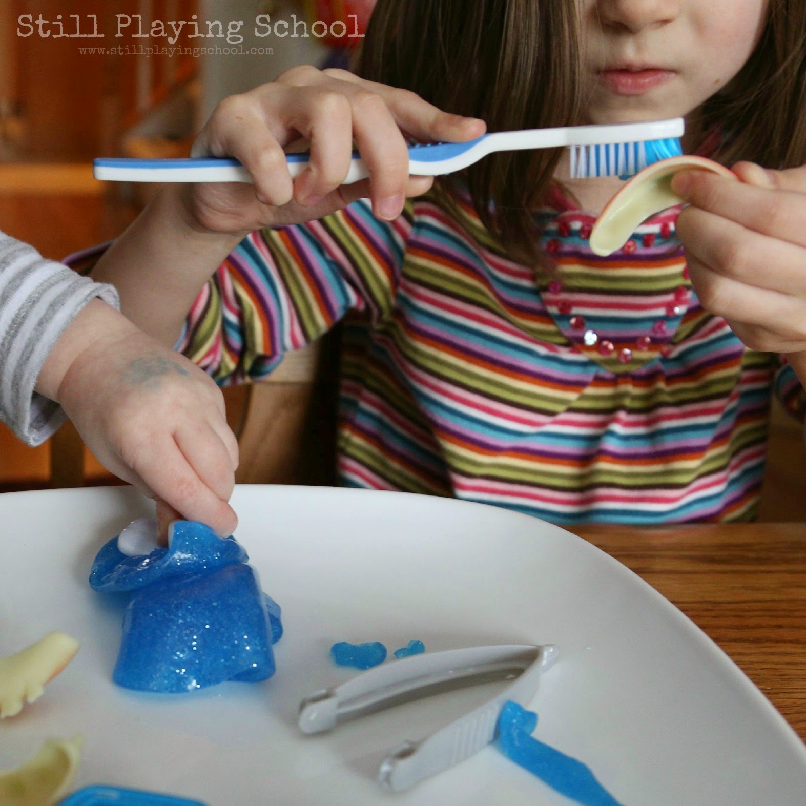 Toothpaste Slime for Dental Health Month | Still Playing School