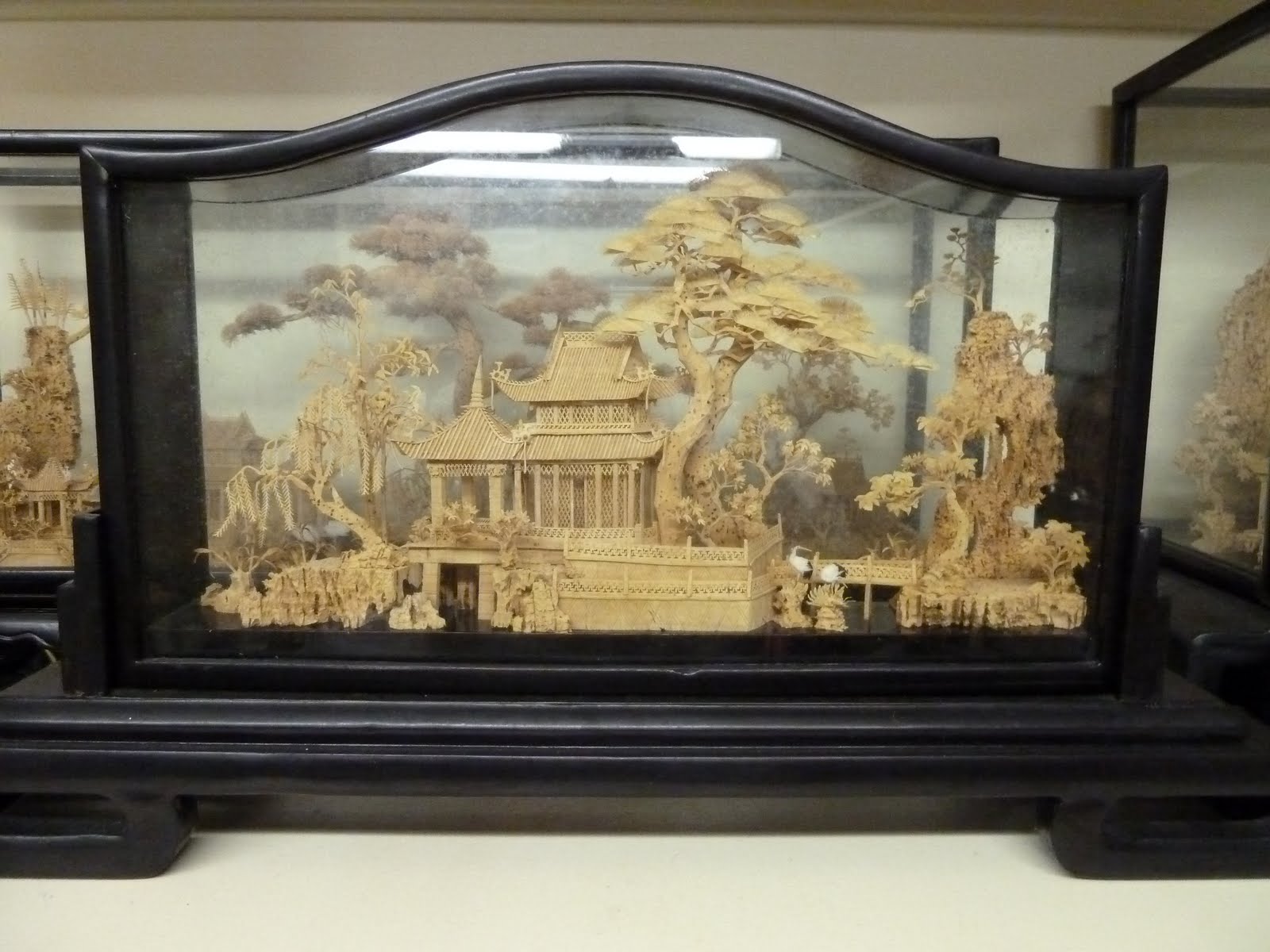 Rupash88 Trademe Photos: 4x Chinese cork carvings - hand carved