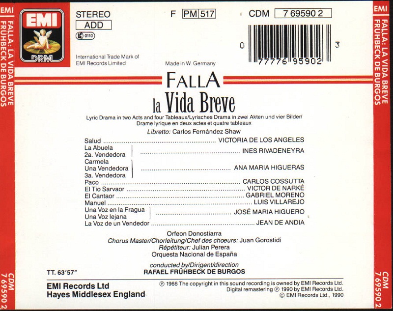 A TODA ZARZUELA: LA VIDA BREVE - 1966 - Dir. RAFAEL FRUHBECK DE BURGOS ...