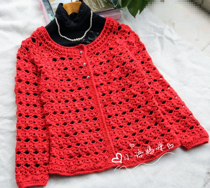 croche: Crocheted red sweater‏