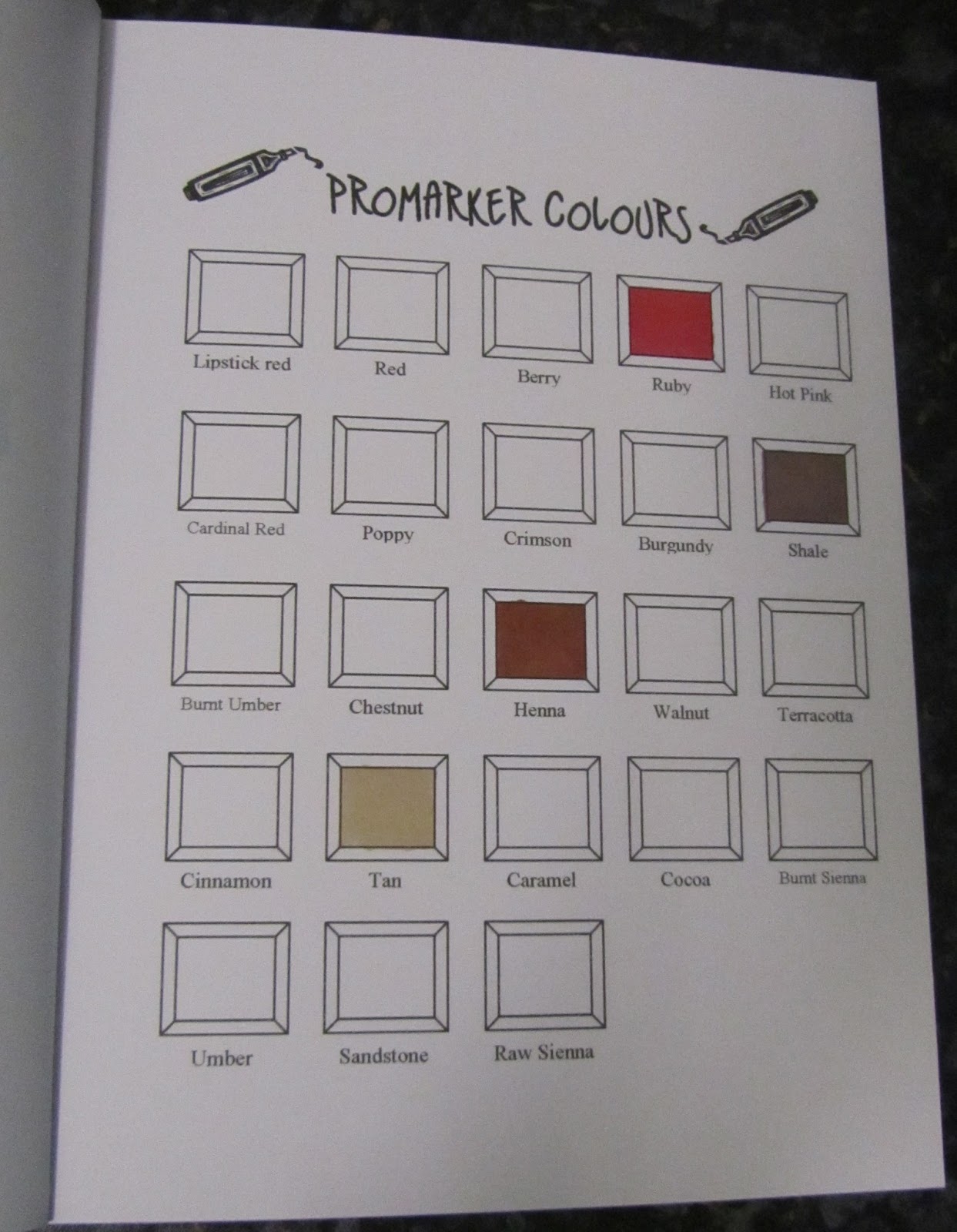 Debs Crafty Creations: ProMarker Colour Chart