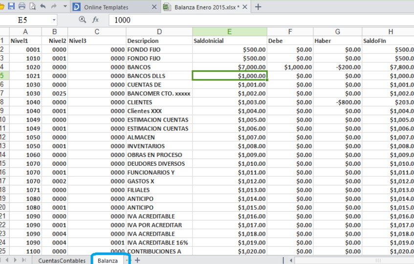 Jero: Generar XML Cuentas & Balanza Sat de Layout Excel