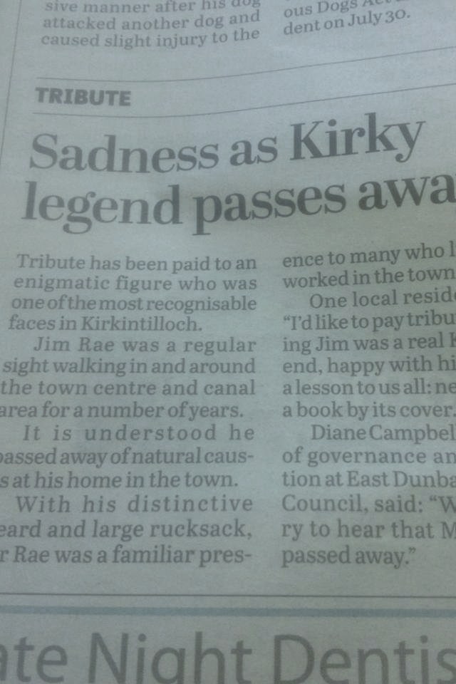 Sandy's Blog: R.I.P. the Kirky Legend