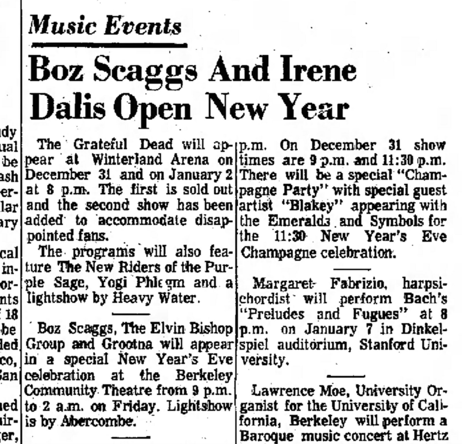 Grateful Seconds: Dead Comes Dancin into 1972: December 31, 1971, Break ...
