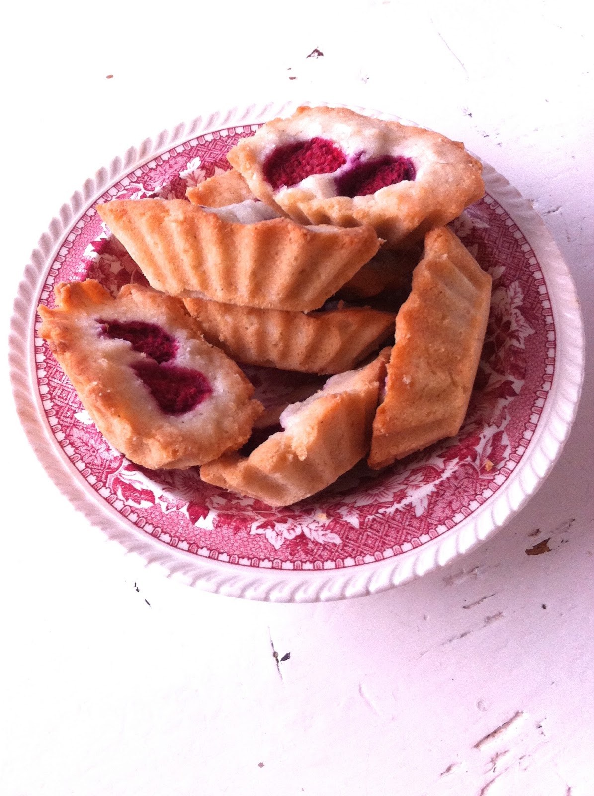 Coconut financier with raspberries, nut free and lactose free...