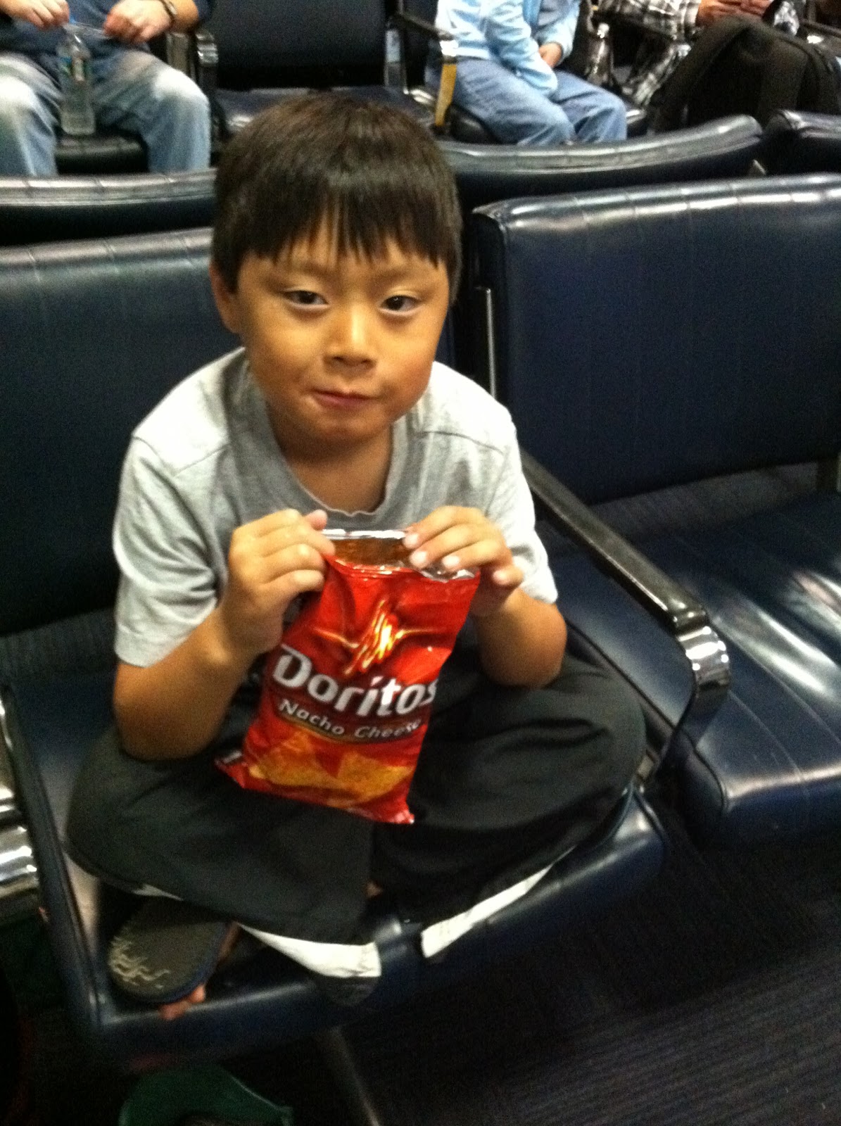 Our journey: Brennan eating Doritos at 4 am