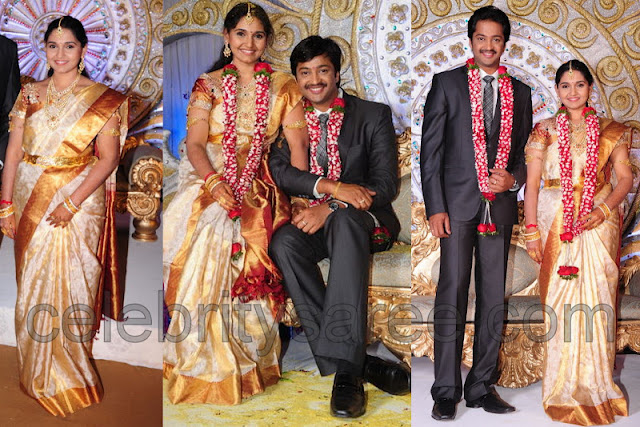 Aryan Rajesh wife in Off White Traditional Saree - Saree Blouse Patterns