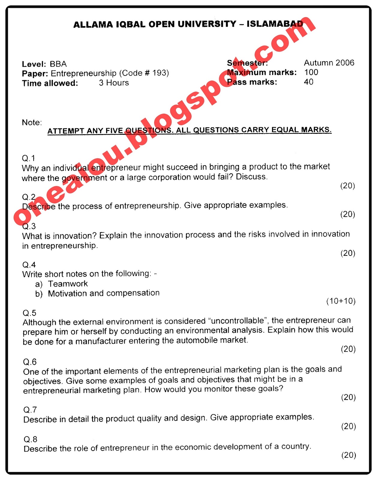 AIOU - Allama Iqbal Open University admissions exam result and tutors ...