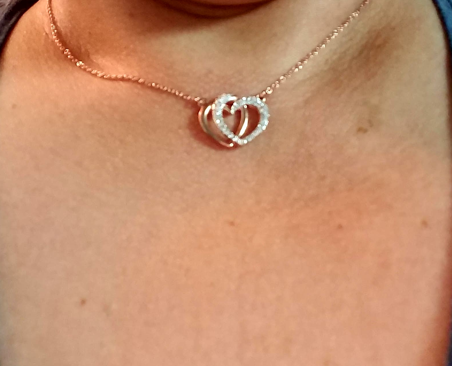 J.NINA Entwined Double Heart Necklace Embedded with Swarovski Crystals ...