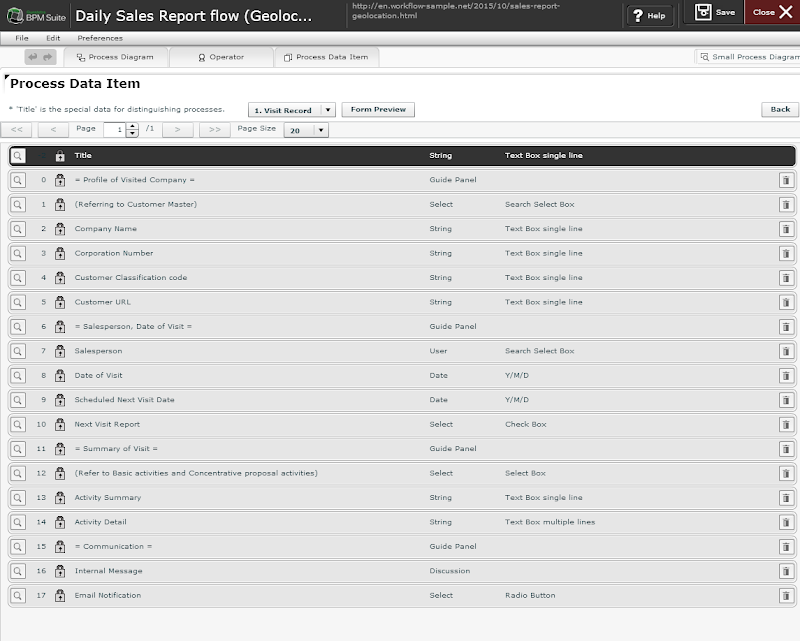 Workflow Sample: GPS Recording in Daily Report Process