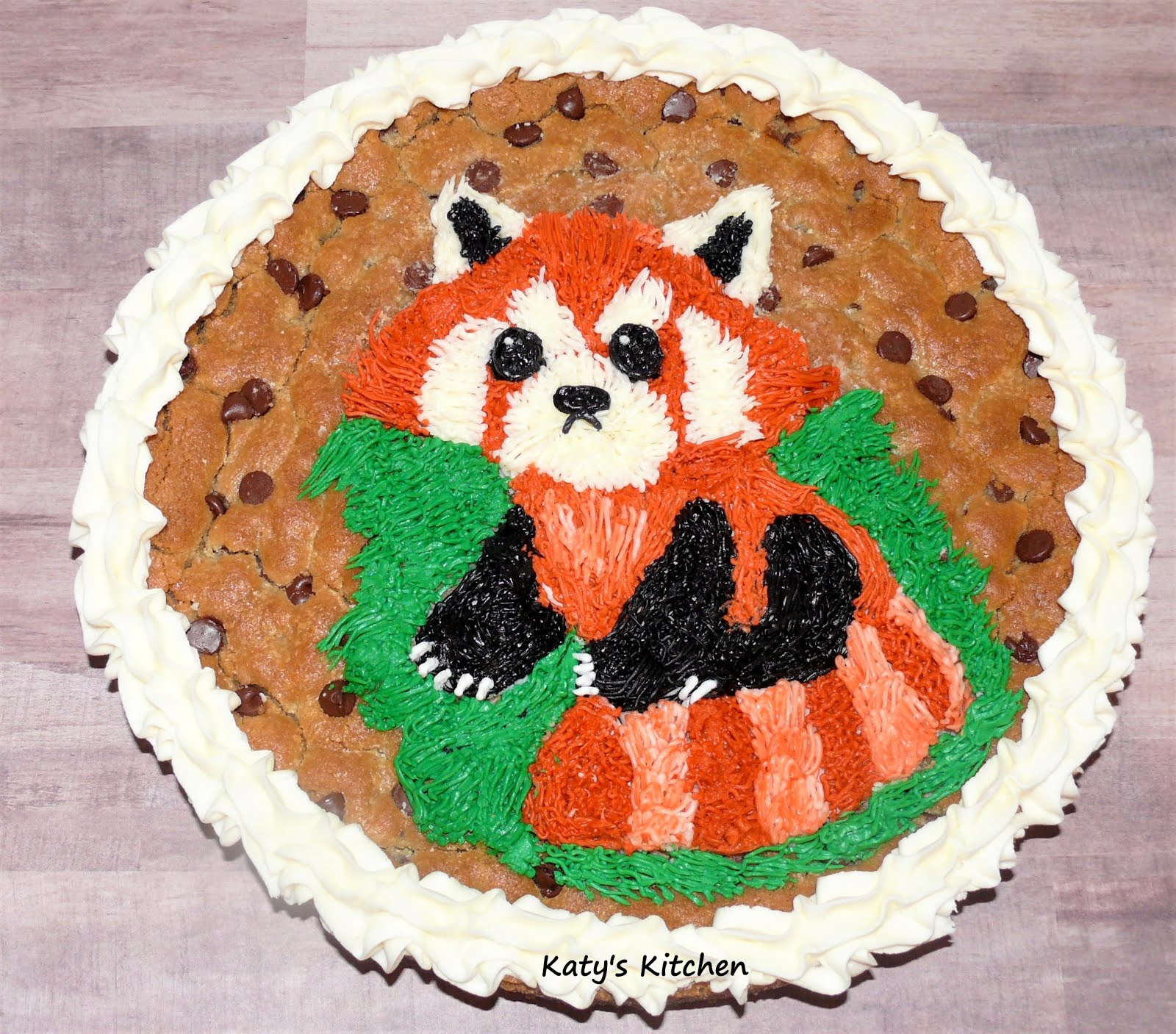 Katy's Kitchen: Red Panda Giant Chocolate Chip Cookie Cake