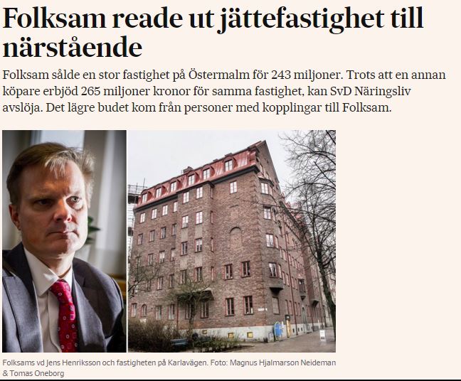 Min aktiedagbok: Folksam säljer bostadsfastighet