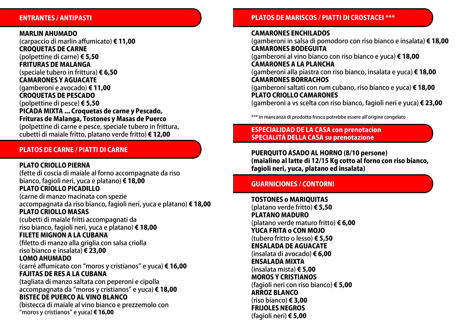 LA BODEGUITA DEL MEDIO: MENU RESTAURANTE