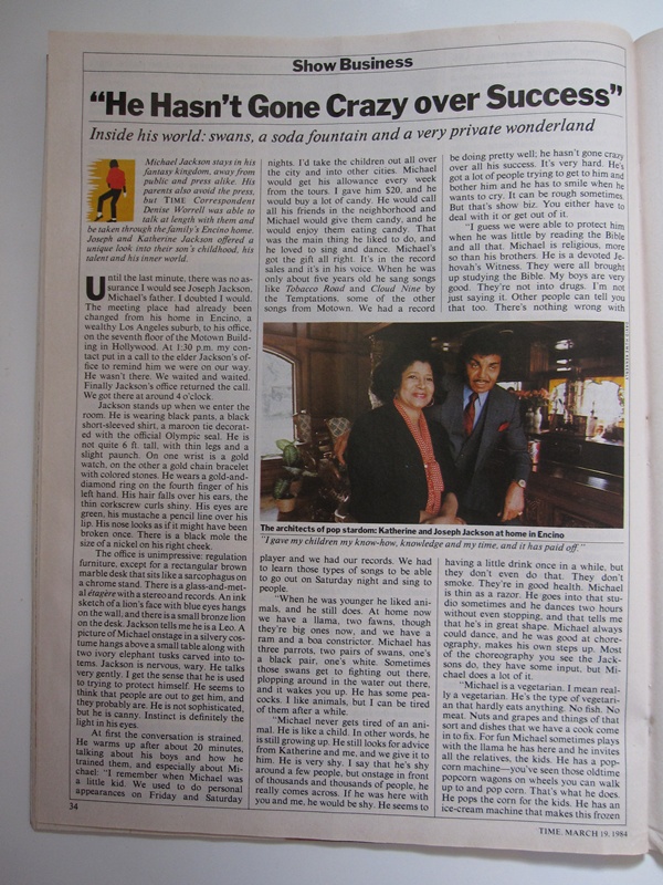 My MJJ Collection: Time March 19, 1984