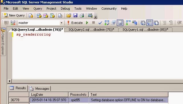 SQL/NoSQL Public Diary: How to find when the database was taken offline????