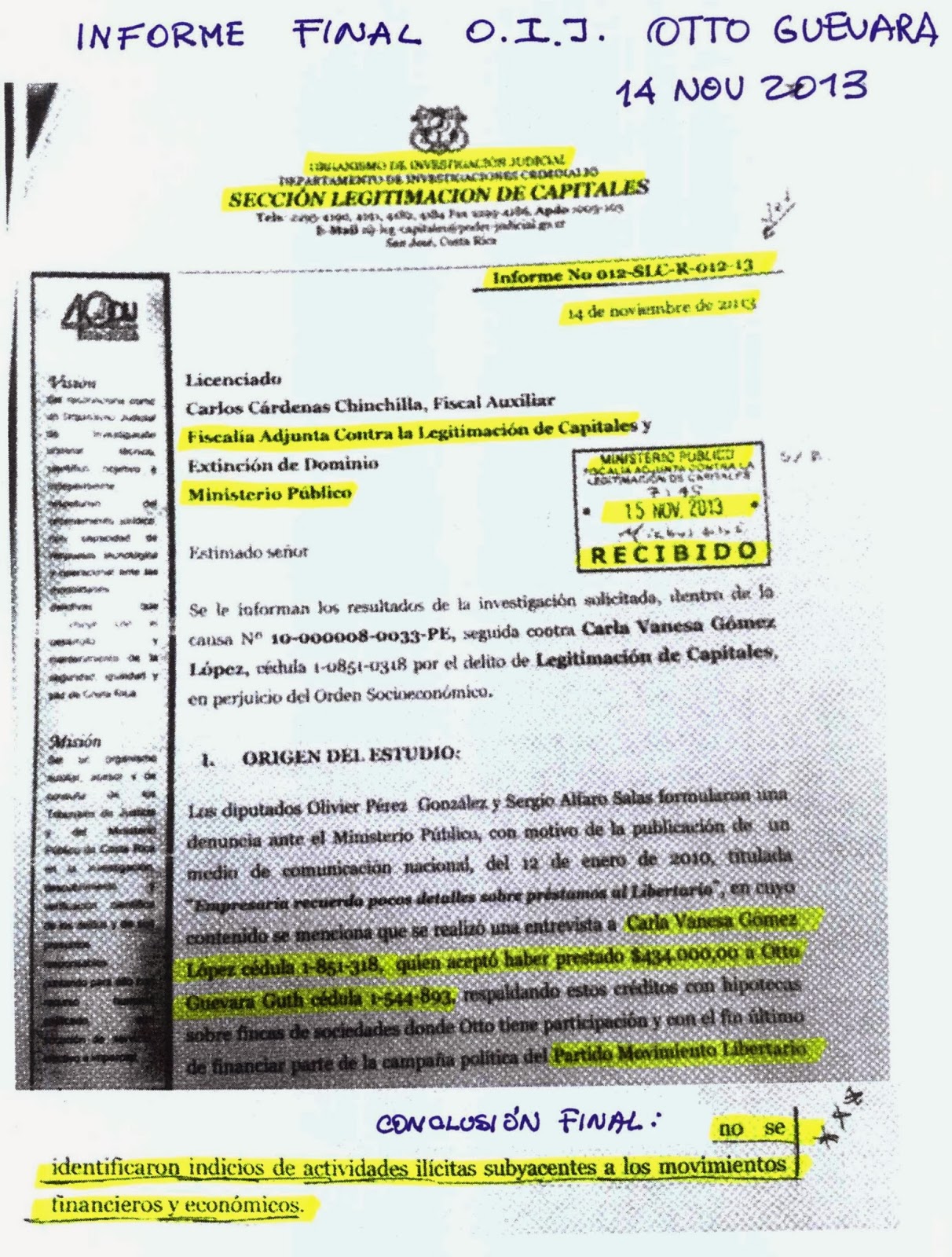 Vamos pa´lante.: INFORME FINAL OIJ - sobre Otto Guevara y finanzas ...
