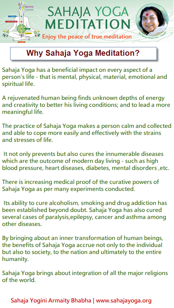 Sahaja Experiences: Why Sahaja Yoga Meditation?