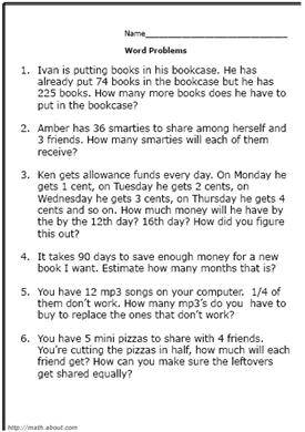 Mental maths problems | Maths Worksheets For kids