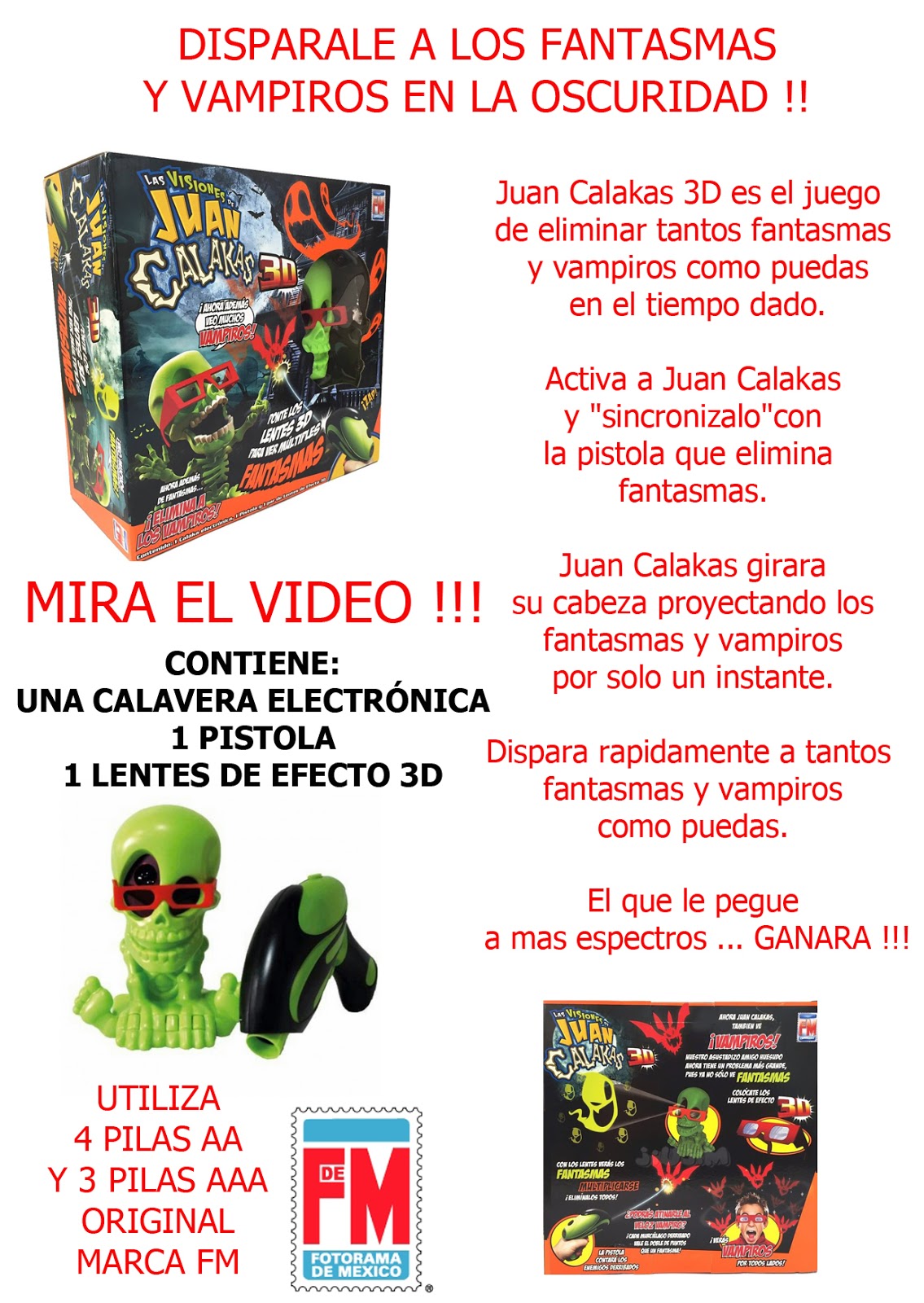 Juguetería León: LAS VISIONES DE JUAN CALAKAS 3D DISPARA A FANTASMAS Y ...