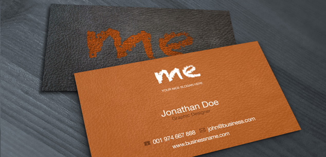 Leather Business Card – Free PSD Print Template | PrintRIVER©
