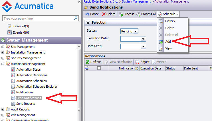 Acumatica Singapore: Sending Notifications.