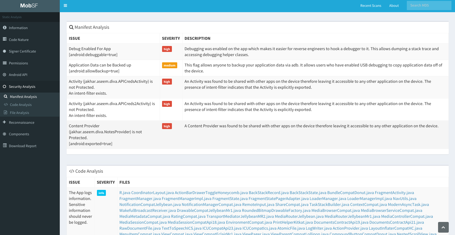Mobsf Mobile Security Framework V1 0 Mobile Android Ios Automated
