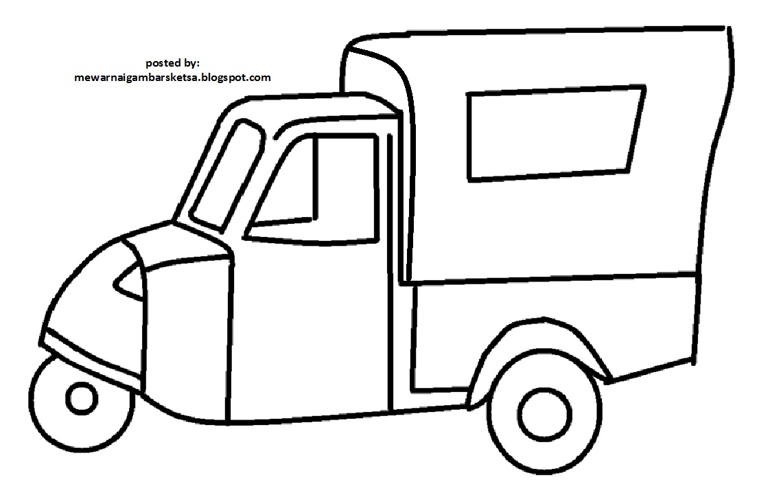 Mewarnai Gambar: Mewarnai Gambar Sketsa Bemo 1