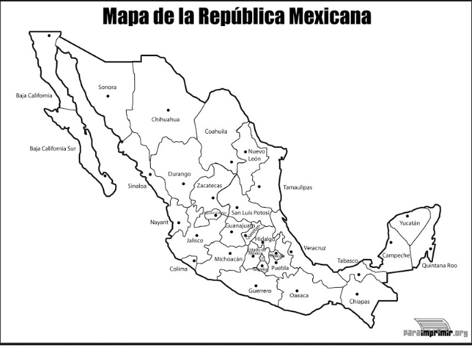 MAPA DE LA REPUBLICA MEXICANA - MATERIAL DIDACTICO