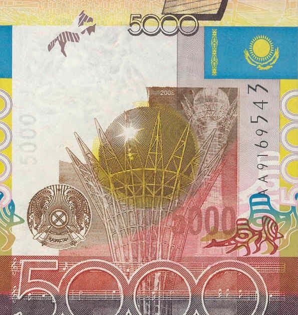asia: .Kazakhstan - 5000 Tenge 2008 ND2008 15th Year of National ...