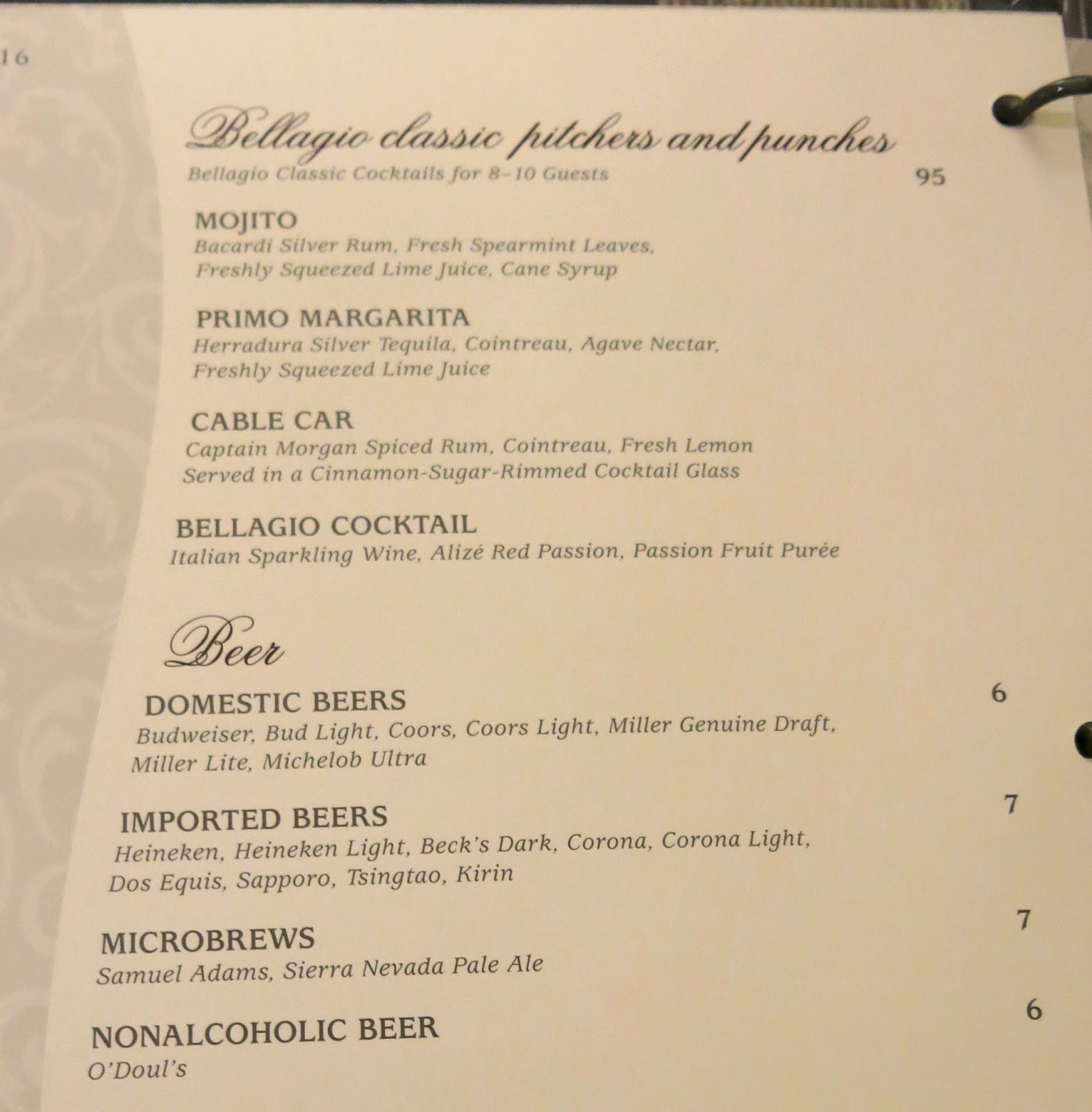 LAS VEGAS DAZE: Bellagio Room Service Menu (update on 11/22/2014)