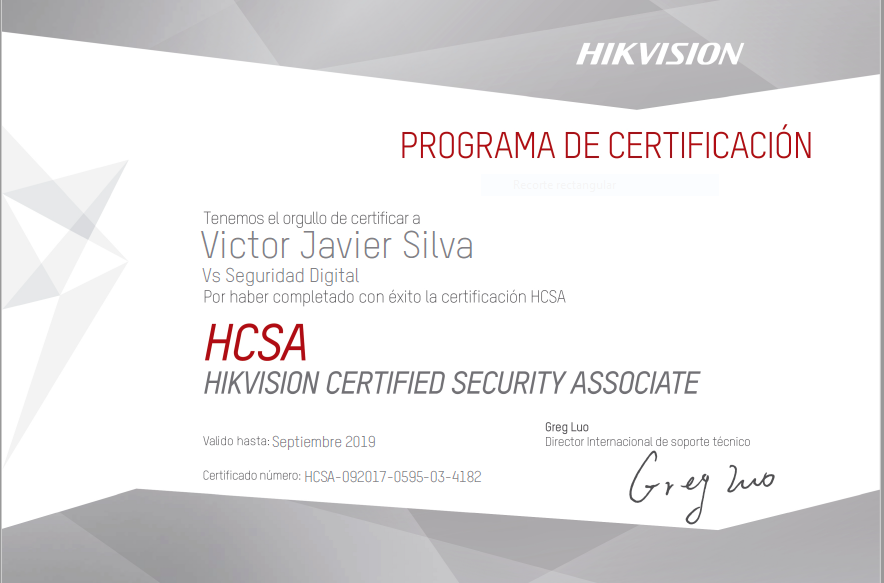 VS SEGURIDAD DIGITAL: CERTIFICACION HCSA HIKVISION!!