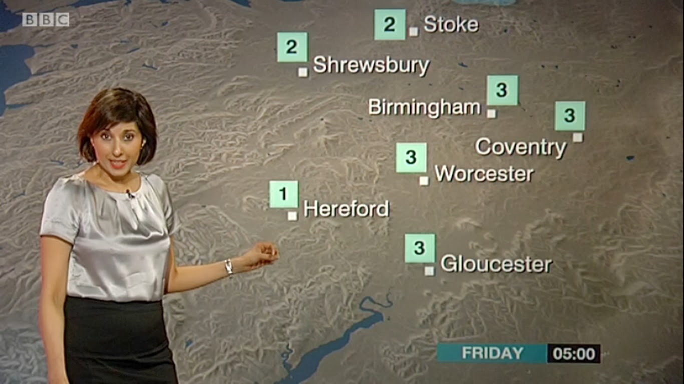 UK Regional News Caps: Shefali Oza - BBC Midlands Today Weather