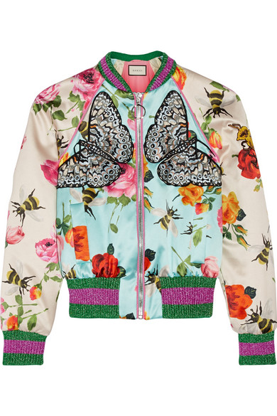 Satchel: New Gucci Butterfly Silk Bomber Jacket