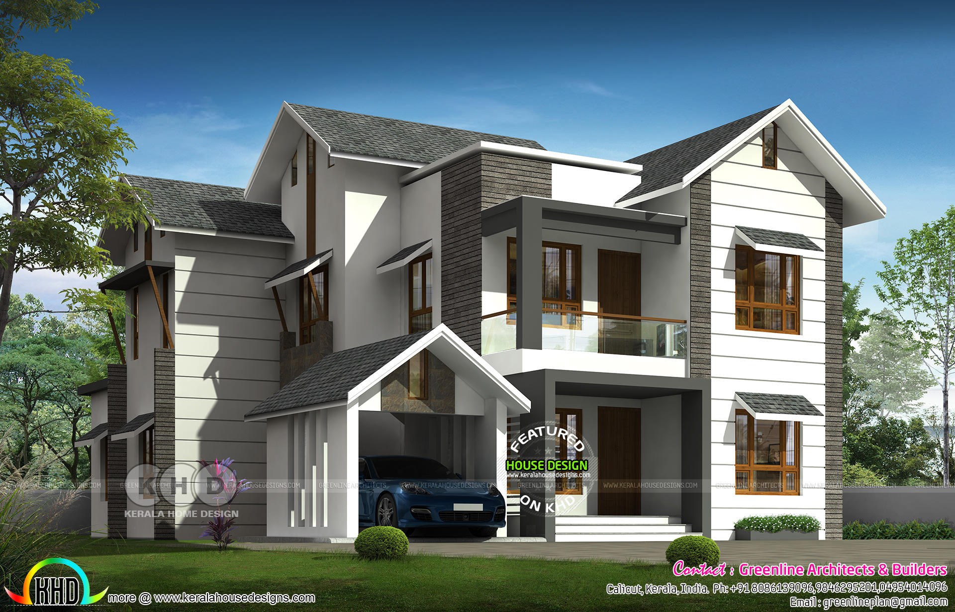 3379 square feet 5 bedroom modern sloping roof - Kerala Home Design and ...
