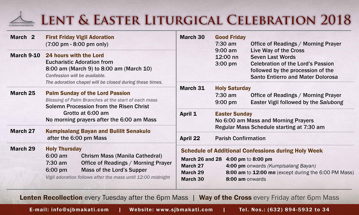 Manila Shopper: Schedule of Lenten & Holy Week 2018 Church Activities