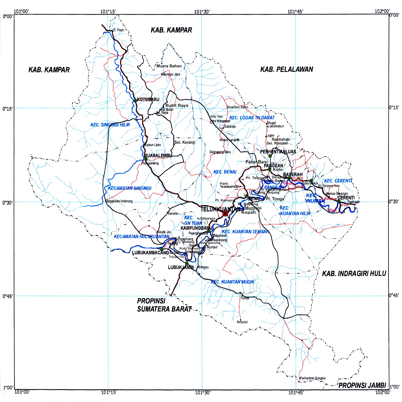 Putra Singingi: Peta Kabupaten Kuantan Singingi