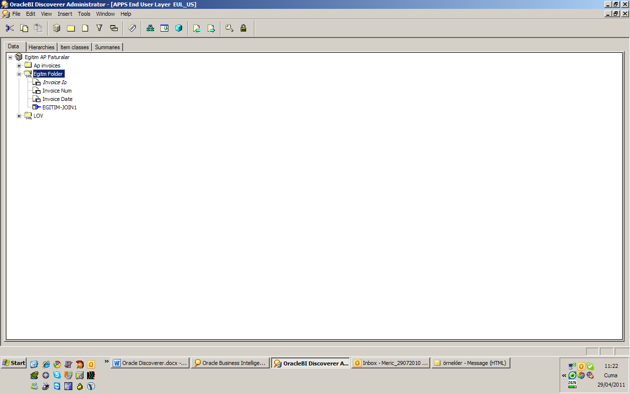 Oracle Uygulamaları: Oracle Discoverer Desktop - Örnekler