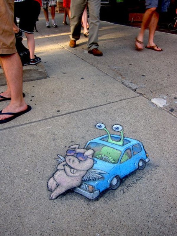 Cute Sluggo Chalk Art by David Zinn (30 pics) | Daily Fun Pics