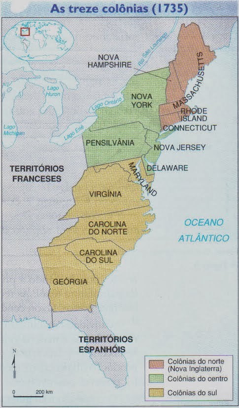 As Treze Colônias - As do Norte e as do Sul ( Diferenças) ~ SÉTIMAHISTÓRIA