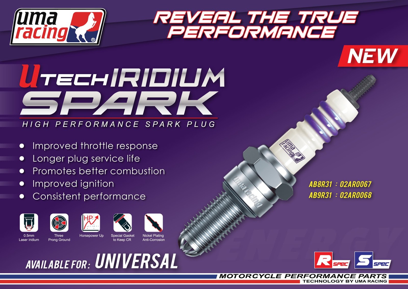 UMA RACING SPARK PLUG IRIDIUM UNIVERSAL ~ PALEX MOTOR PARTS ONLINE STORE