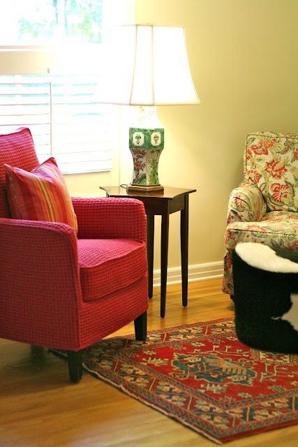 Custom Slipcovers by Shelley: Red Basket Weave Chair