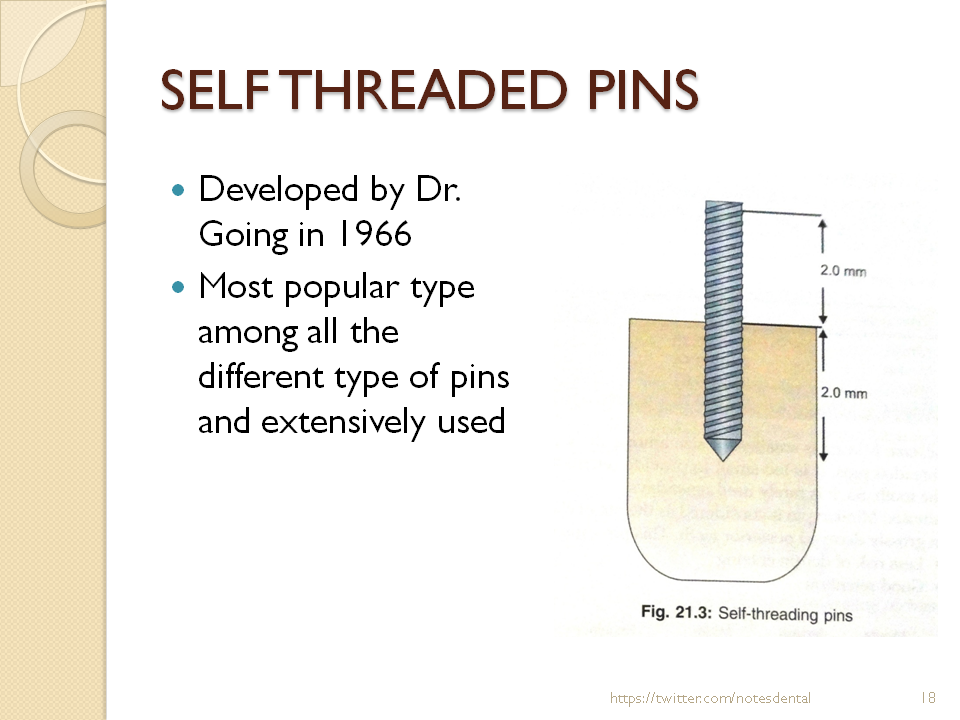 Dental Notes: Pin Retained Restorations NOTES