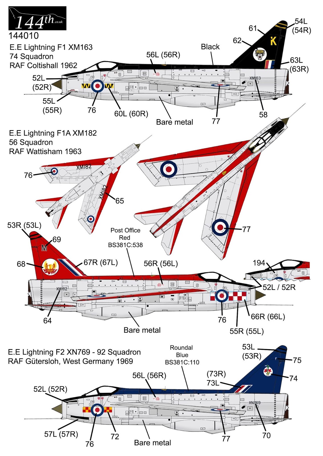 Kampfgruppe 1/144: 1/144 English Electric Lightnings Kits and Decals ...