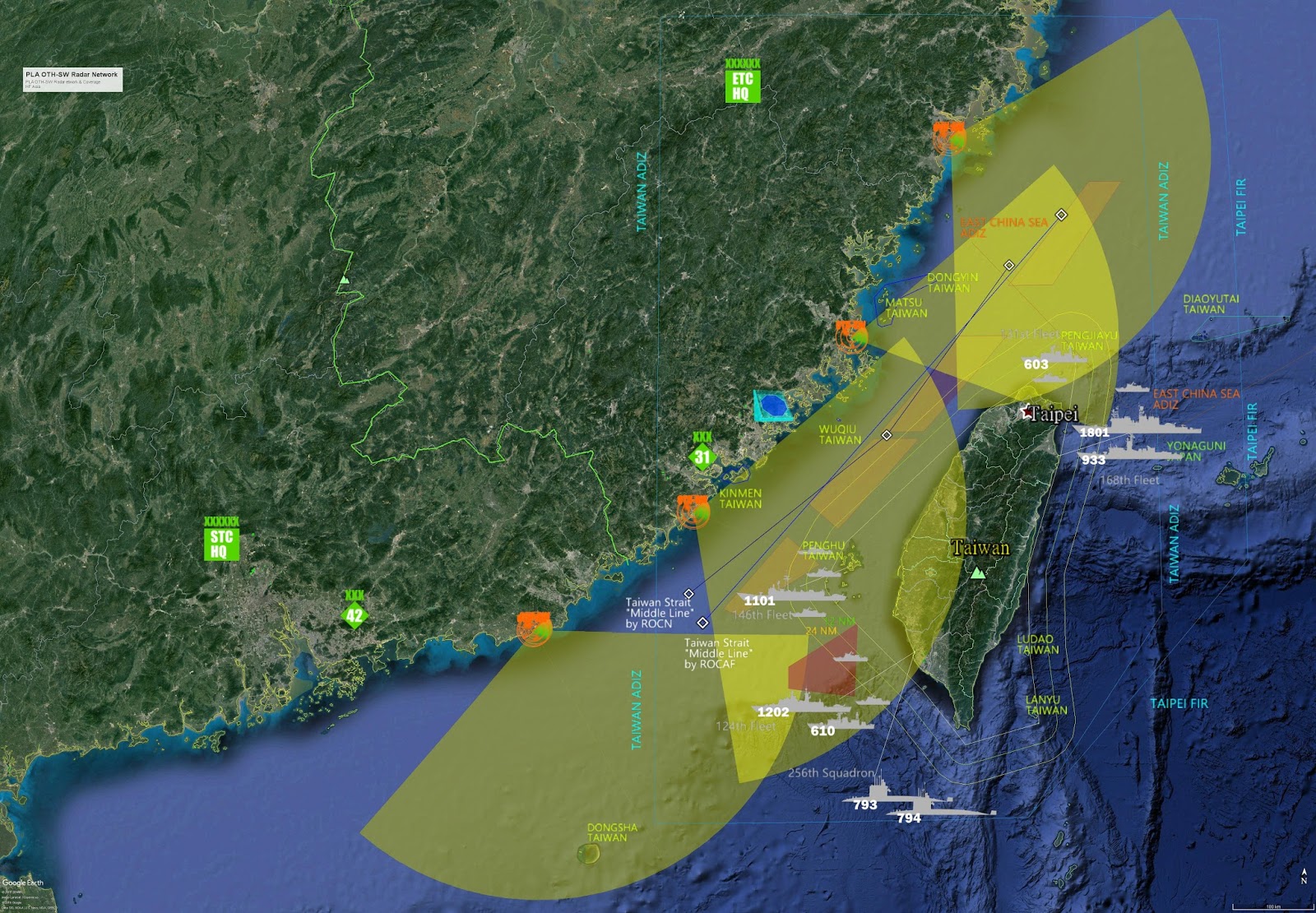 Taiwan strait: PLA OTH surface wave radar network for the Taiwan strait