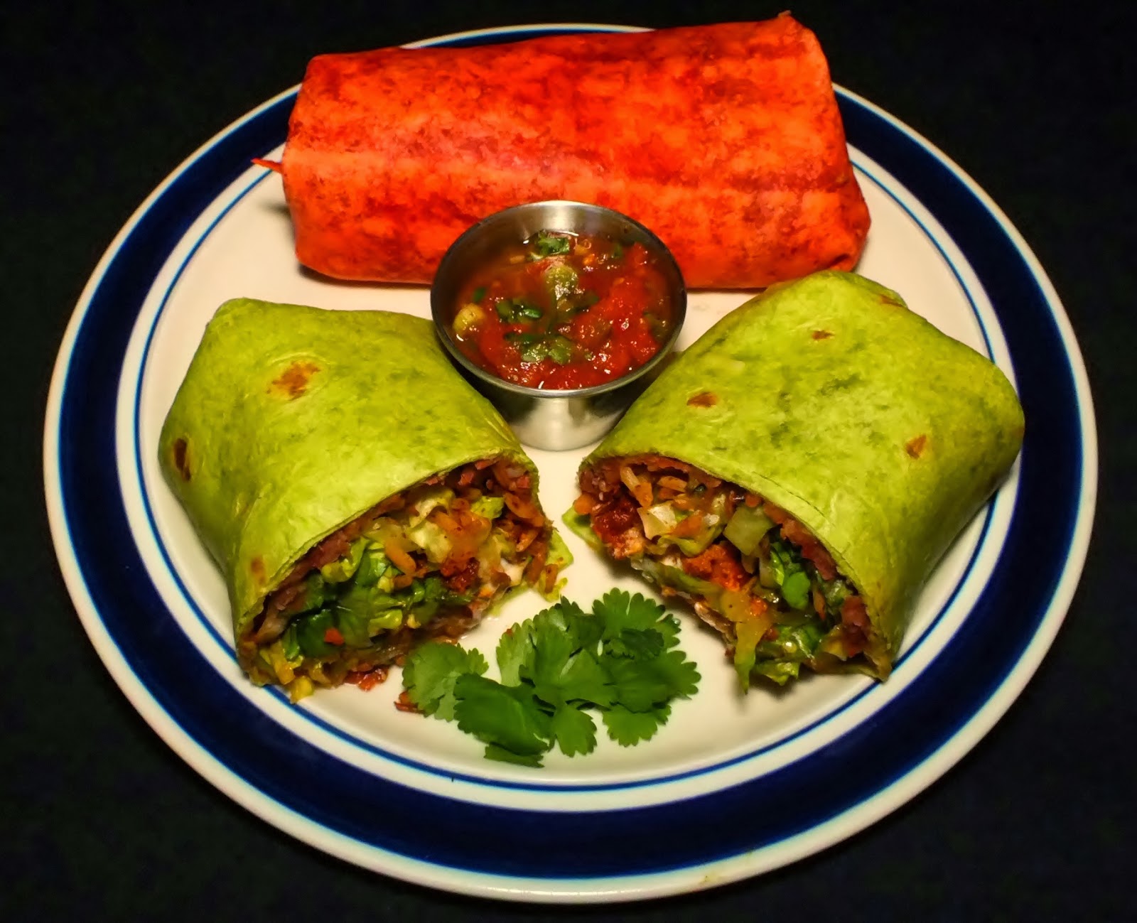Americana Roots Art: Chorizo Sausage, Refried Beans & Rice Burrito