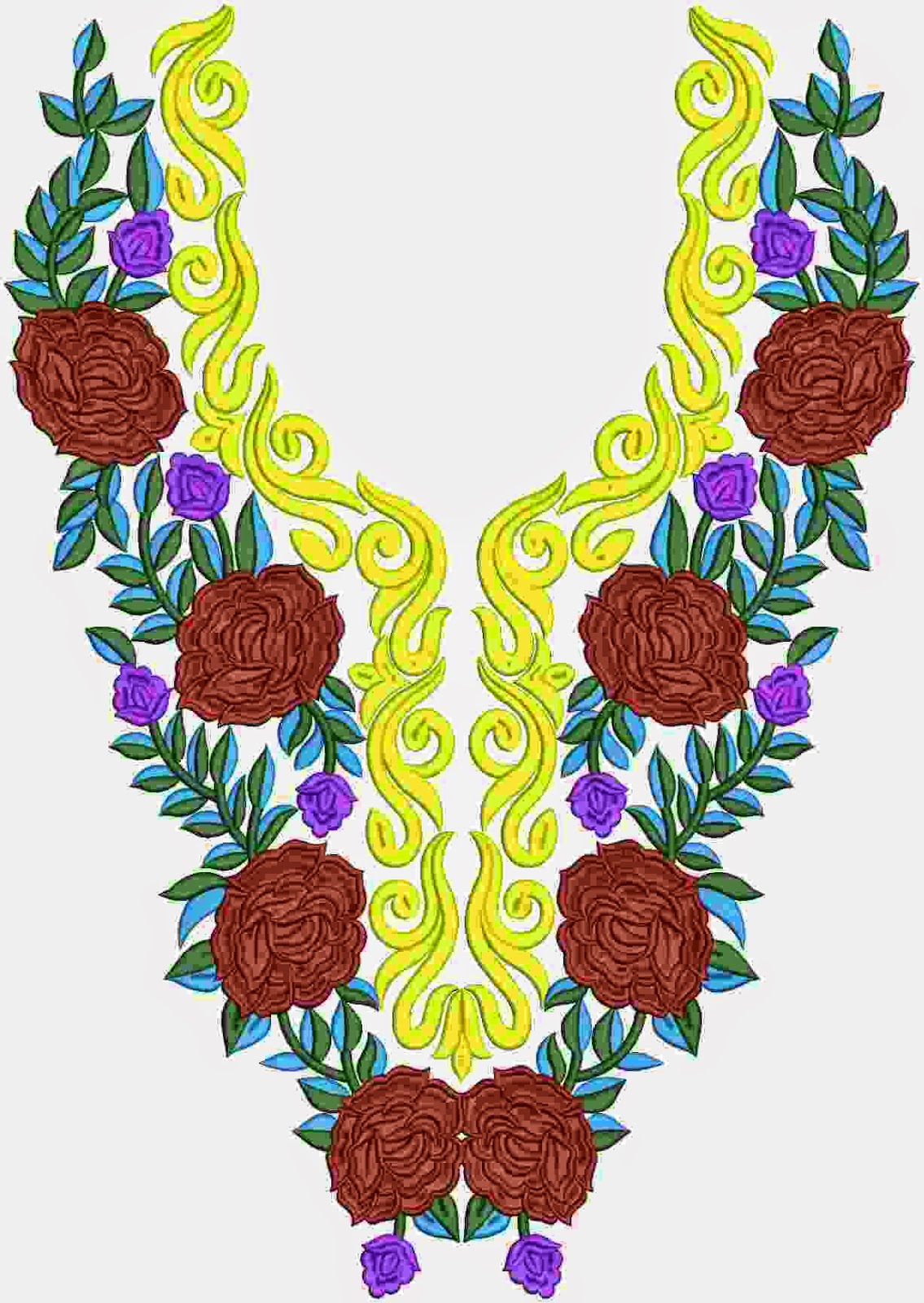 Embdesigntube: Long Summer Neck Designs For Heavy Dresses