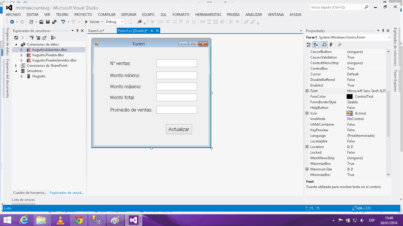El Huguito Ejecutar Count Sum Min Max Avg En Sql Desde C