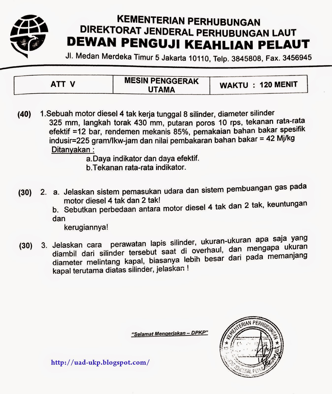 MESIN PENGGERAK UTAMA ( UKP )